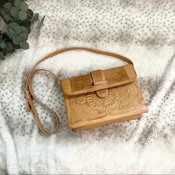 Bags | Vintage Tooled Leather Shoulder Bag | Poshmark